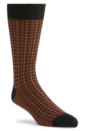Pantherella Randolph Cotton-blend Dress Socks - Burgundy/black Multi