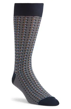 Pantherella Randolph Cotton-blend Dress Socks - Navy Multi