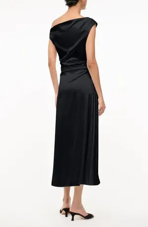 Staud Phare Stretch Silk One-shoulder Dress