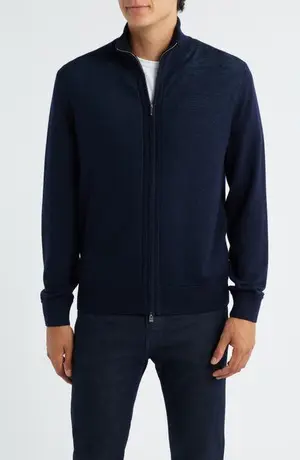 BOSS Illarione Mixed-media Jacket - Dark Blue