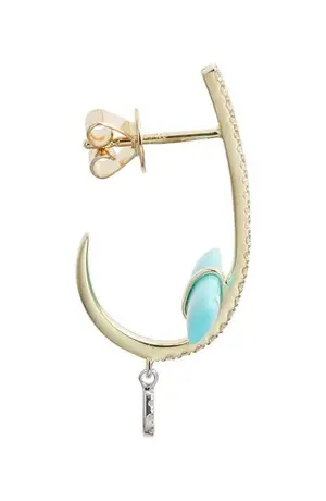 Meira T 14k Gold Turquoise And Diamond Drop Earrings