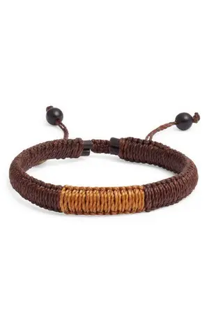 Caputo & Co Macramé Slide Bracelet - Brown Combo