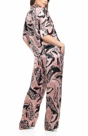 MIDNIGHT BAKERY Cowboy Print Satin Pajamas