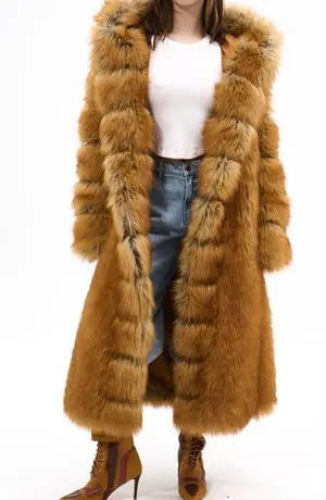 AZALEA WANG Elizabeth Faux Fur Hooded Coat