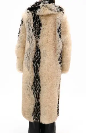 AZALEA WANG Faux Fur Longline Coat