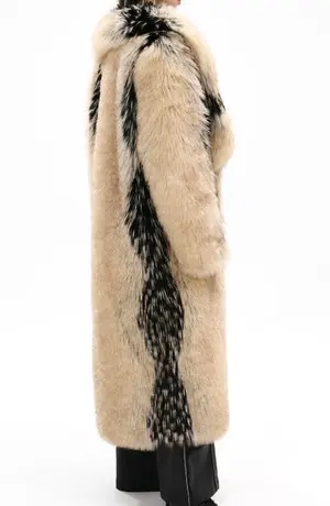 AZALEA WANG Faux Fur Longline Coat