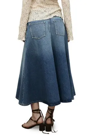 Mango Denim Maxi Flared Skirt
