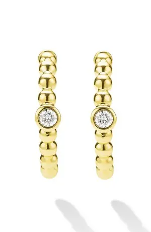 Lagos Caviar Diamond Hoop Earrings