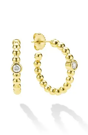 Lagos Caviar Diamond Hoop Earrings