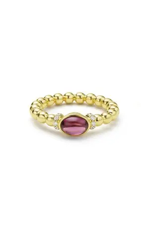 Lagos Rhodolite Garnet And Diamond Caviar Ring