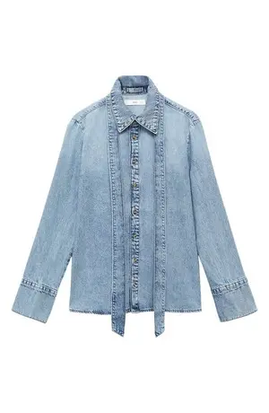 Mango Lana Denim Shirt - Medium Blue