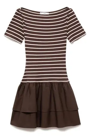 Mango Striped Ruffle Hem Dress