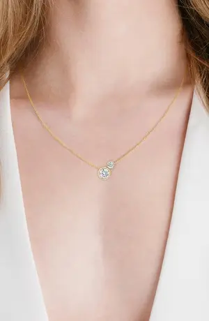 CRISLU Brilliant Two-stone Pendant Necklace