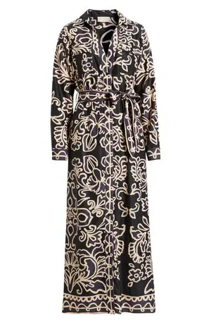 CIEBON Chiara Print Long Sleeve Shirt Dress