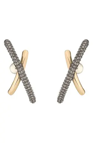 Demarson Marnie Crystal Pavé Earrings - Gold/gunmetal/crystal