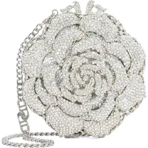 Dune London Crystal Embellished Flower Clutch - Silver