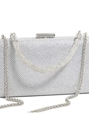 Dune London Top Handle Frame Clutch - Silver