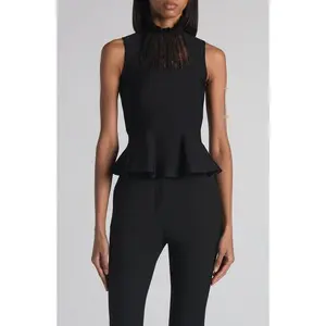 Alexander McQueen Lace Panel Peplum Top