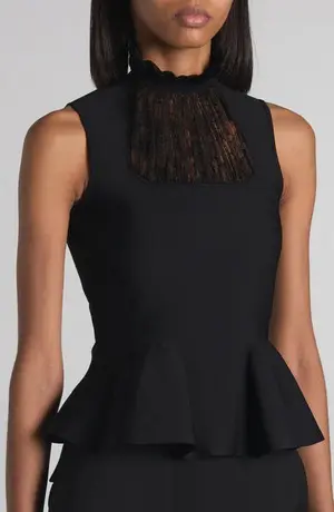 Alexander McQueen Lace Panel Peplum Top