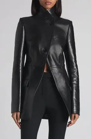 Alexander McQueen Leather Peplum Blazer