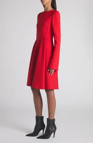 Alexander McQueen Long Sleeve Wool & Silk Blend Dress