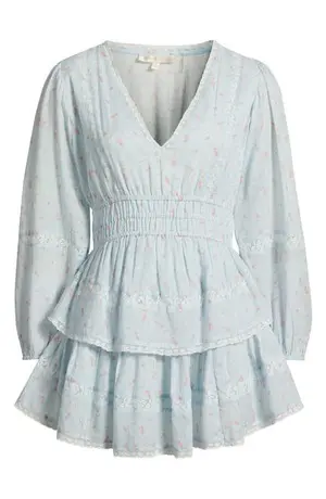 LoveShackFancy Rosamina Floral Tiered Mini Dress