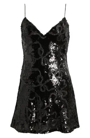 LoveShackFancy Sabeline Sequin Ribbon Mini Dress