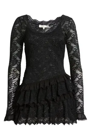 LoveShackFancy Rhea Lace Long Sleeve Mini Dress