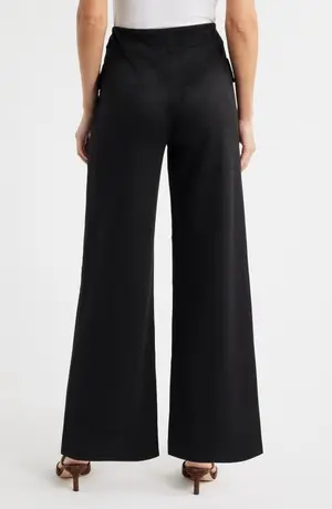 Hue Faux Suede Wide-leg Pants - Black