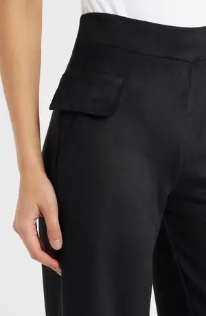 Hue Faux Suede Wide-leg Pants - Black