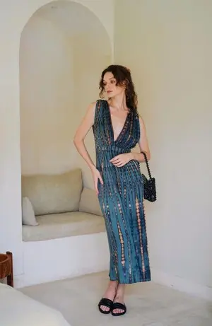 Pink Haley Clara Maxi Slip Dress Tie & Dye