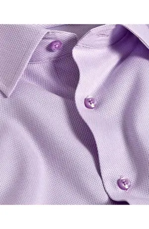 David Donahue Trim Fit Micro Dobby Cotton Dress Shirt - White/lilac