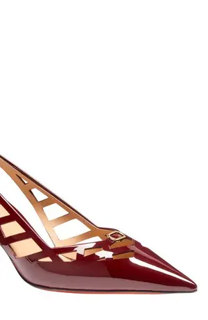 Santoni Patent Leather Mid-heel Pump With Openwork Detail - Red