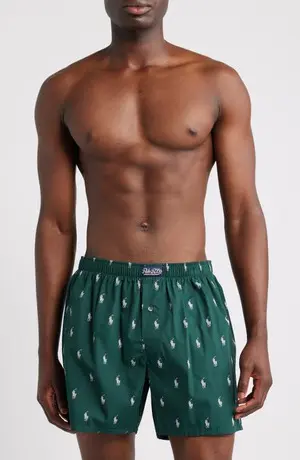 Polo Ralph Lauren Woven Cotton Boxers - Moss Agate/nevis Aopp