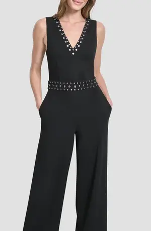 Dkny Stud Detail Scuba Crepe Jumpsuit