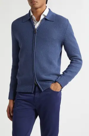 Isaia Wool Blend Zip-up Cardigan