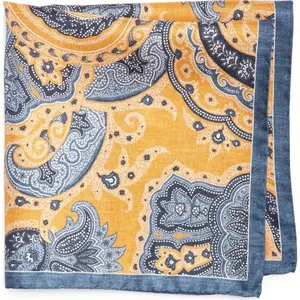 Nordstrom Paisley Silk Pocket Square - Gold
