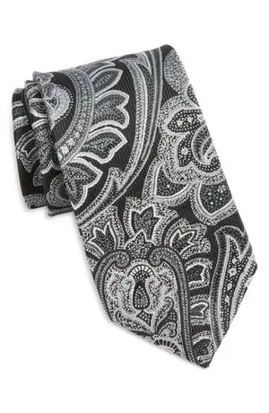 Nordstrom Paisley Silk Neck Tie - Black