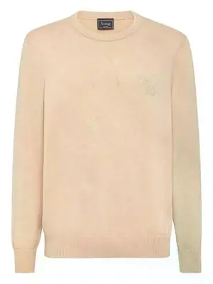 BILLIONAIRE Embroidered Logo Cotton Cashmere Pullover - Neutrals