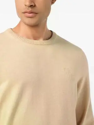 BILLIONAIRE Embroidered Logo Cotton Cashmere Pullover - Neutrals