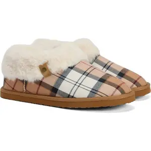 Barbour Eloise Faux-fur-lined Scuff Slipper - Hessian Tartan