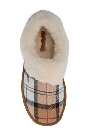 Barbour Eloise Faux-fur-lined Scuff Slipper - Hessian Tartan