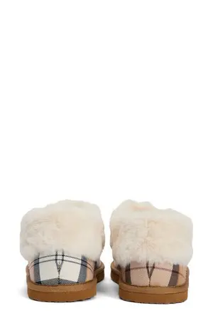 Barbour Eloise Faux-fur-lined Scuff Slipper - Hessian Tartan