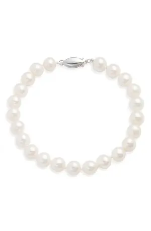 Nordstrom Freshwater Pearl Bracelet - White- 14k White Gold