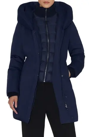 Soia & Kyo Camelia Water Repellent 700 Fill Power Down Coat - Night Blue