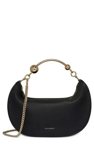 Strathberry Crescent Moon Leather Shoulder Bag - Black