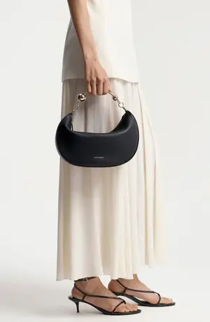 Strathberry Crescent Moon Leather Shoulder Bag - Black