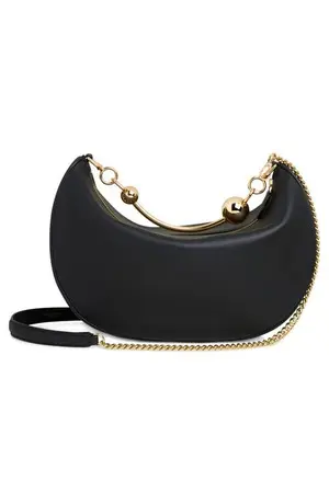 Strathberry Crescent Moon Leather Shoulder Bag - Black