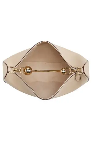 Strathberry Crescent Moon Leather Shoulder Bag - Oat