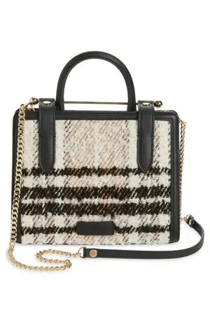 Strathberry Mini Bouclé & Leather Tote - Ivory/black